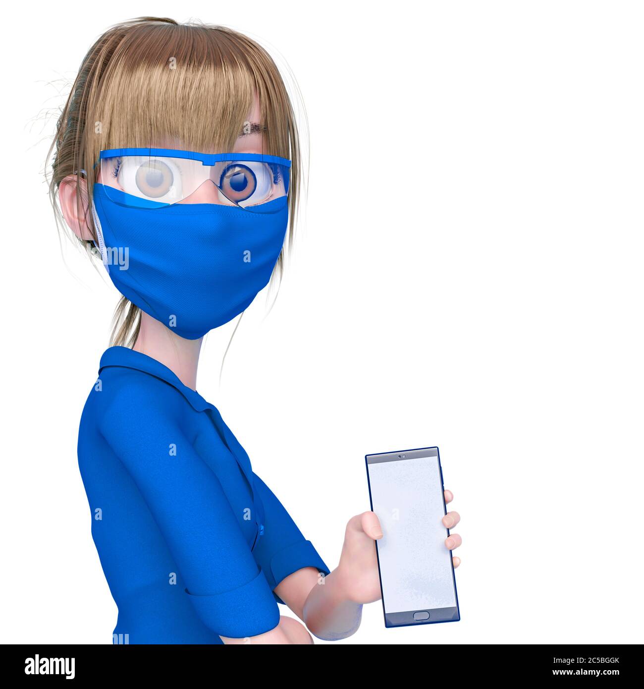 nurse cartoon is holding a cellphone and showing the news in white ...