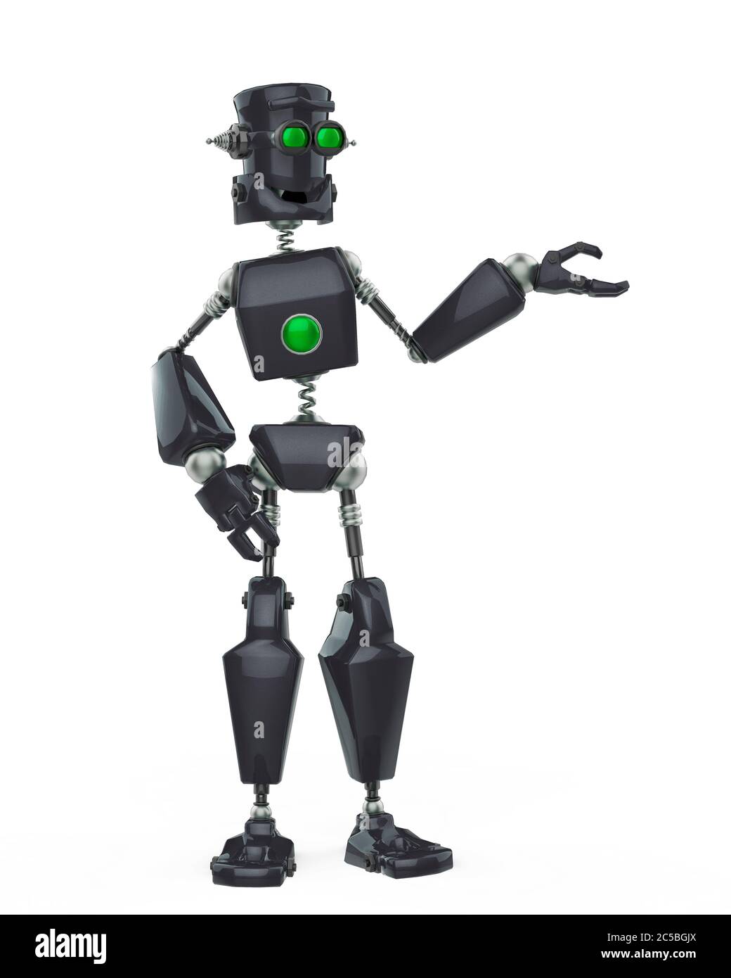 funny robot cartoon showing in a white background., 3d illustration ...