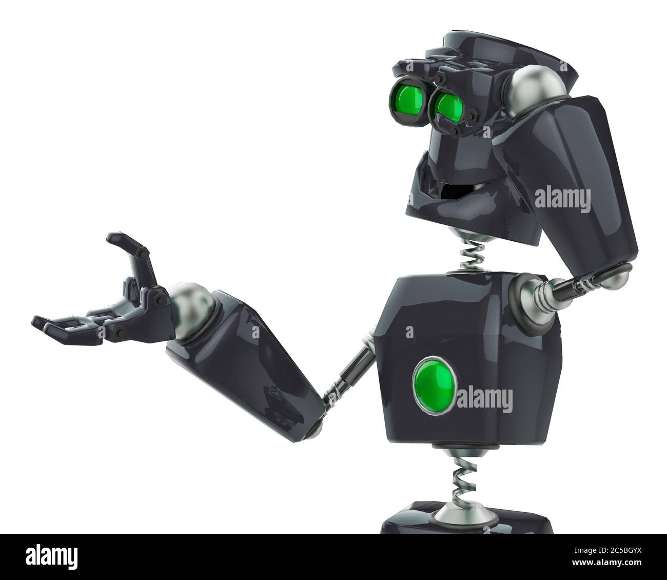 funny robot sees cartoon in a white background, 3d illustration Stock ...