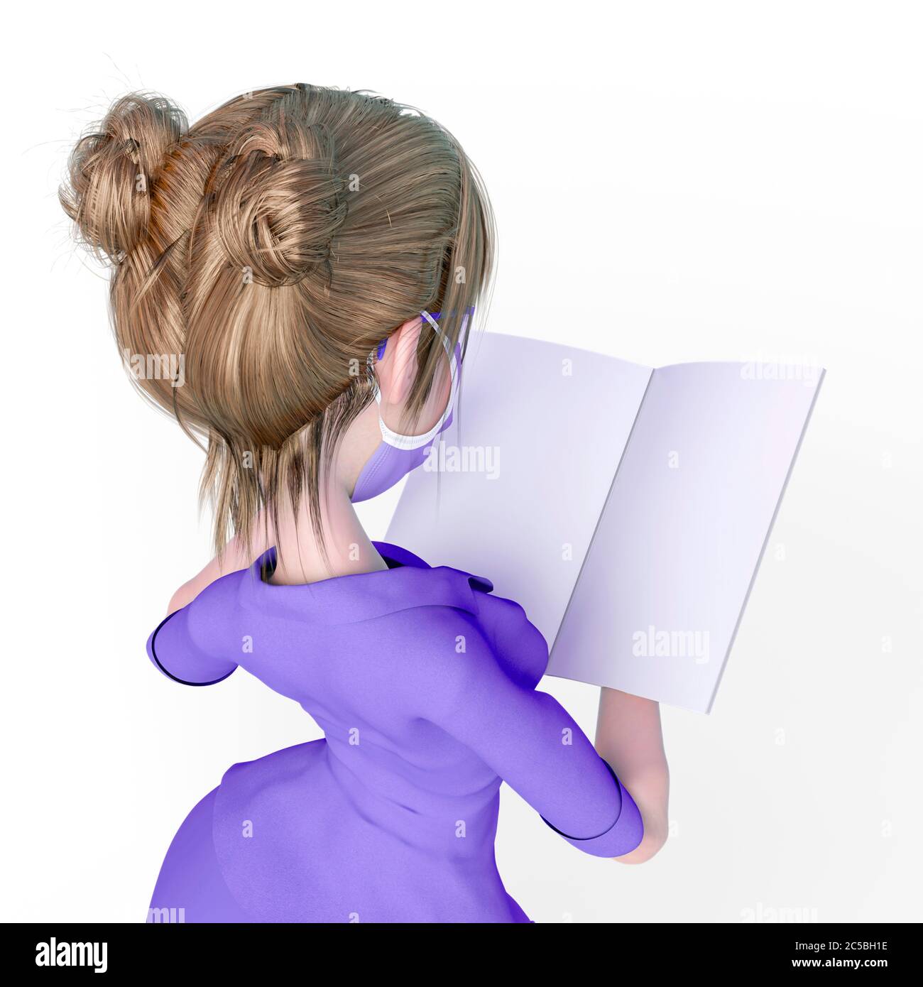 nurse cartoon is reading the chart in white background with copy space ...