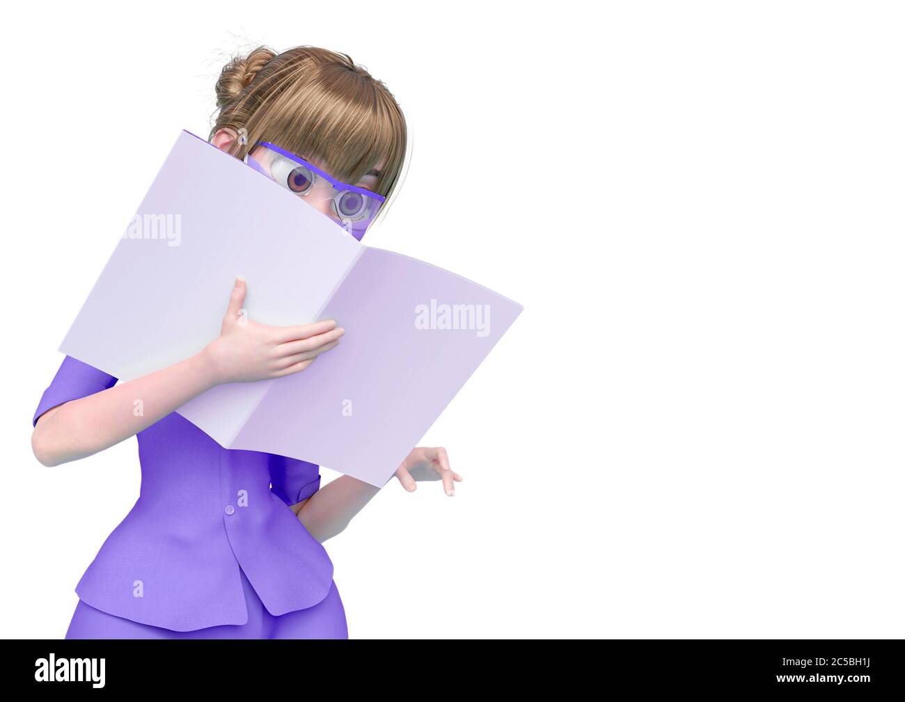 nurse cartoon is reading the chart in white background with copy space ...