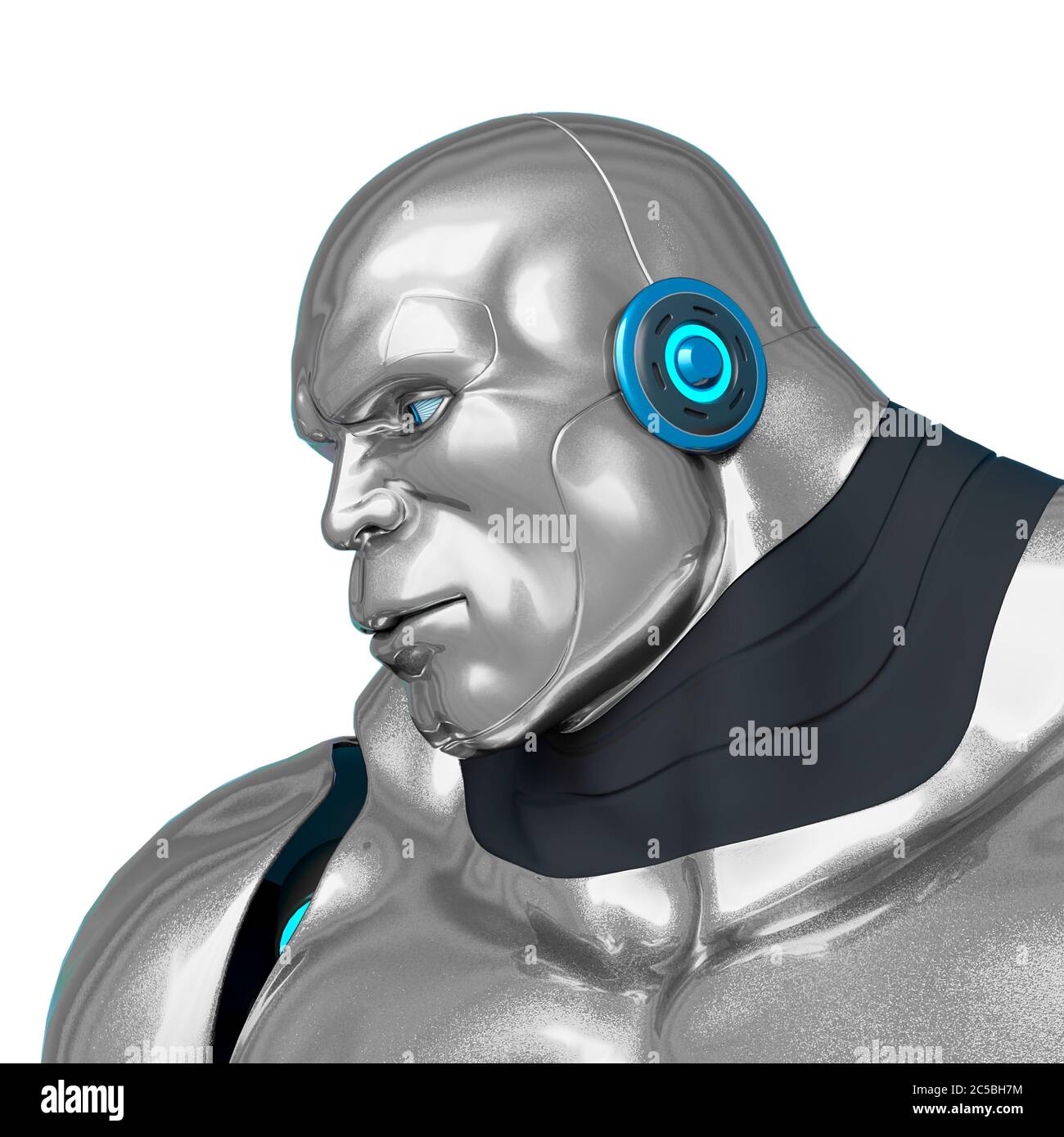 super muscle robot face close up, 3d illustration Stock Photo - Alamy