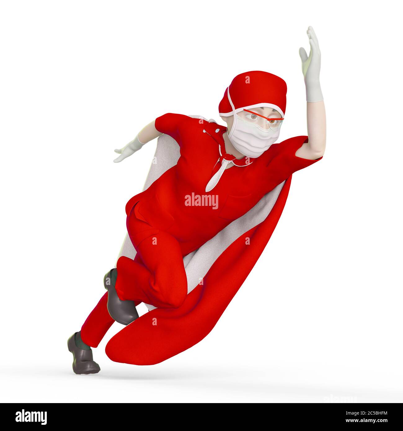 super doctor cartoon is running fast in white background, 3d ...