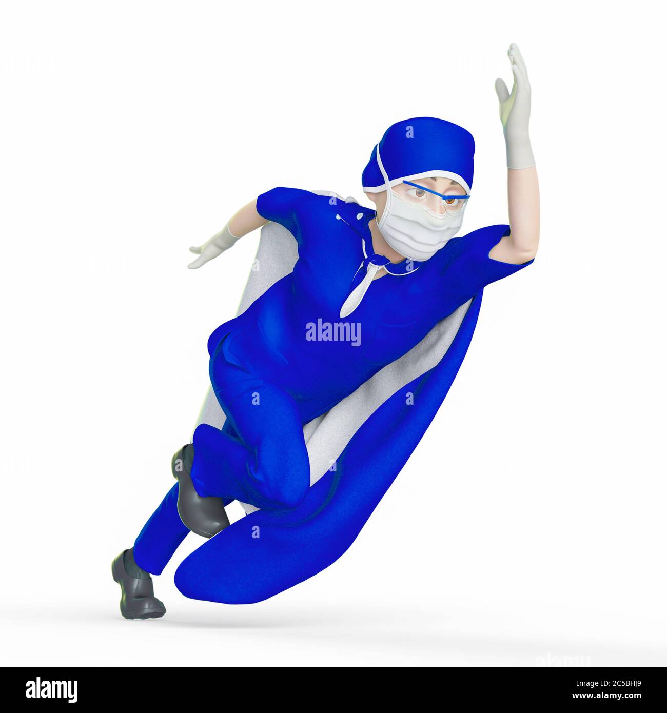 super doctor cartoon is running fast in white background, 3d ...