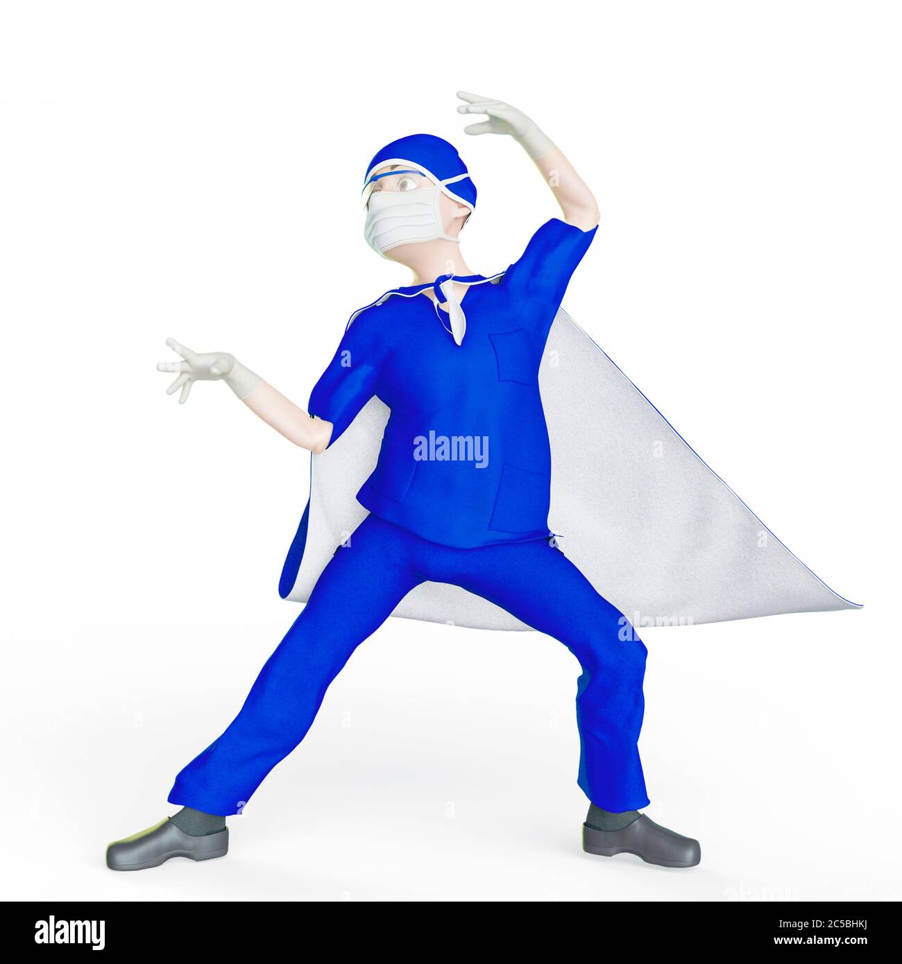 super doctor cartoon doing a comic pose in white background, 3d ...