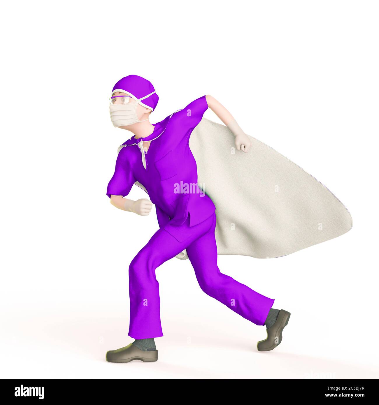 super doctor cartoon is walking in white background, 3d illustration ...