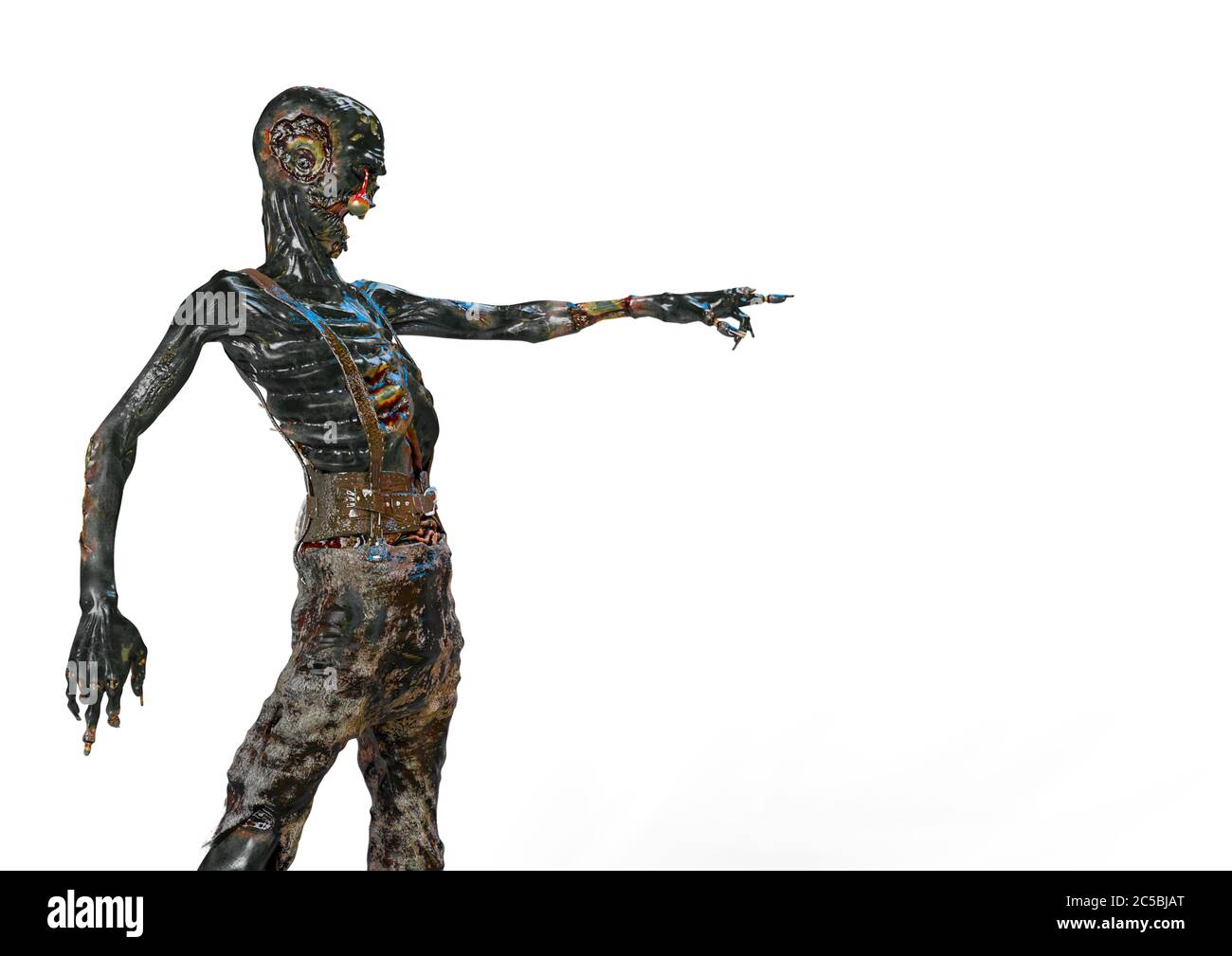 zombie is pointing on white background, 3d illustration Stock Photo - Alamy