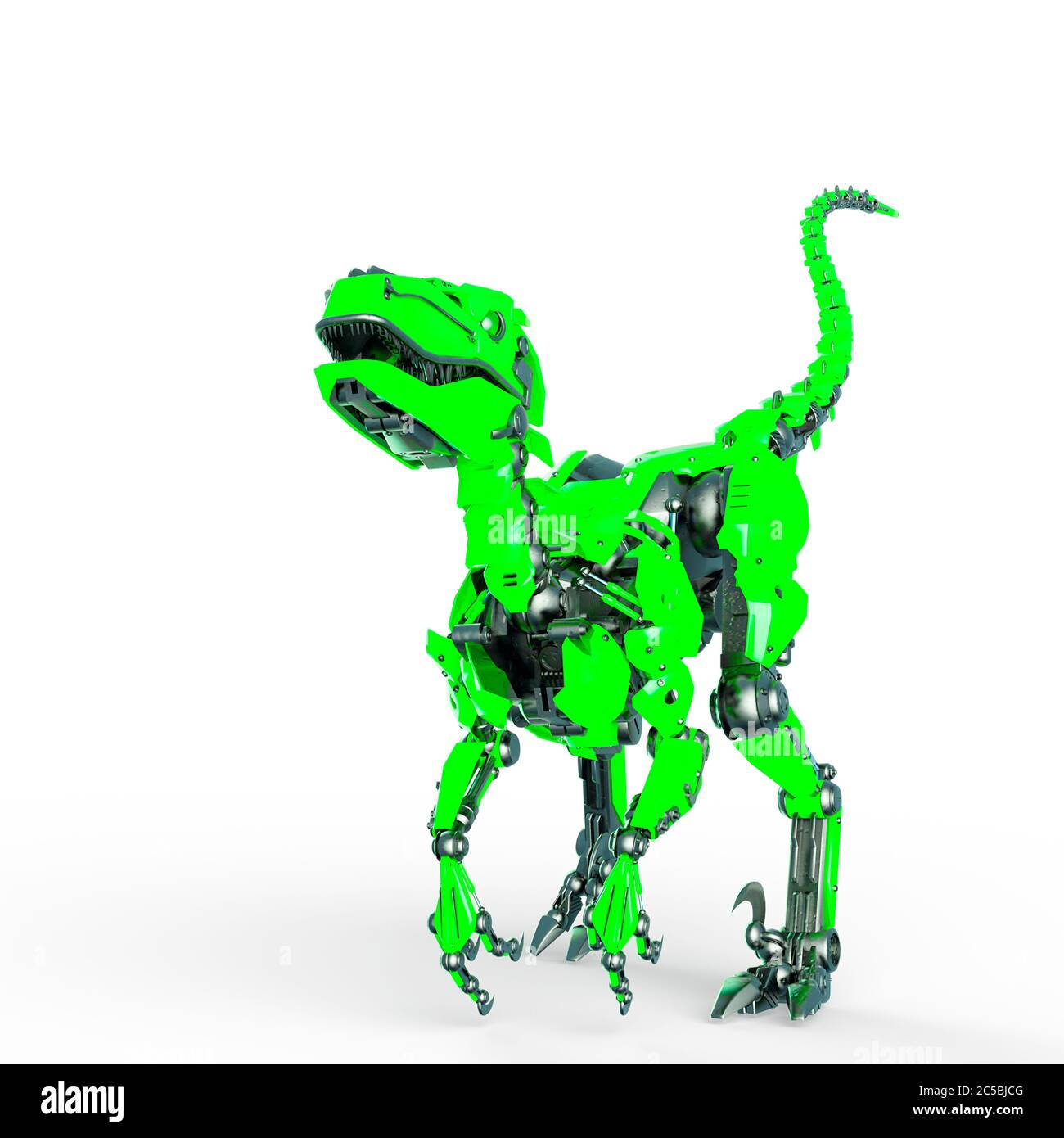 dino raptor robot is looking for action, 3d illustration Stock Photo ...