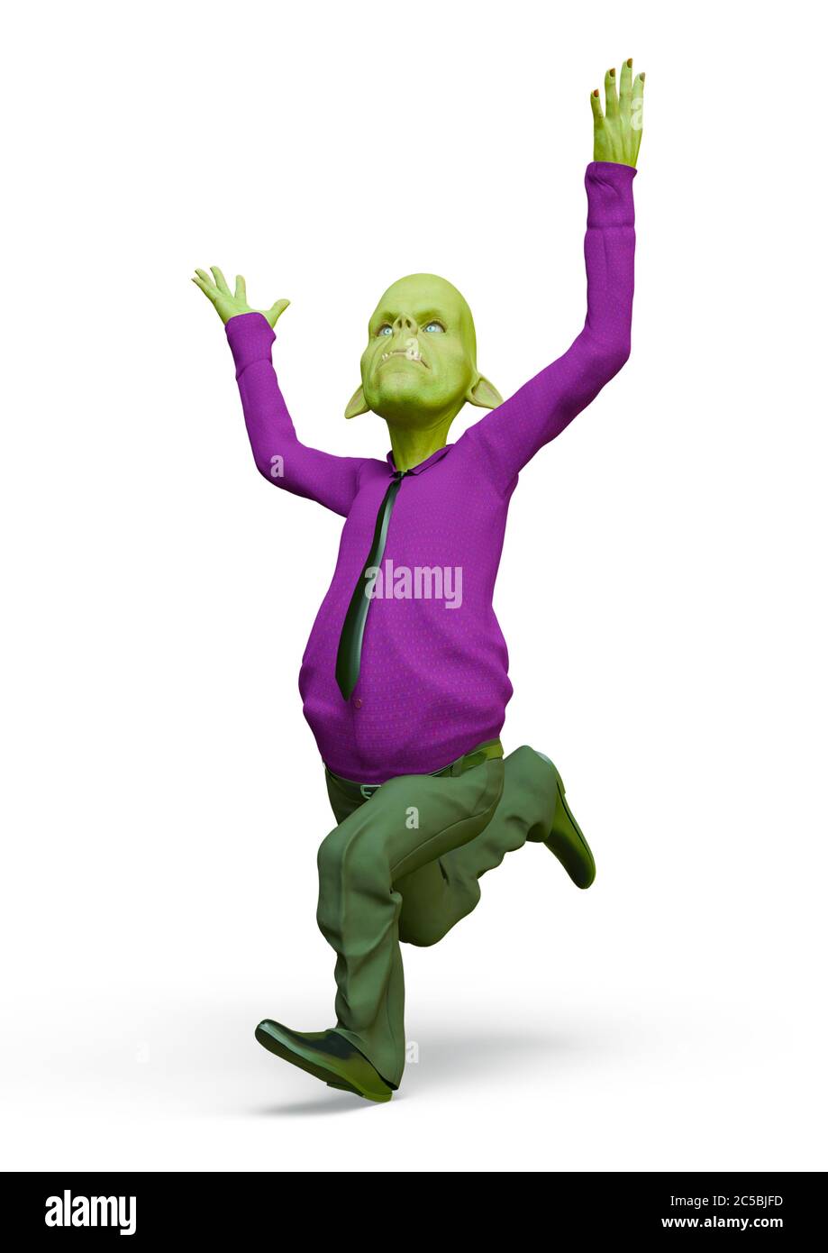 my boss is a funny monster character is running and looking up, 3d ...