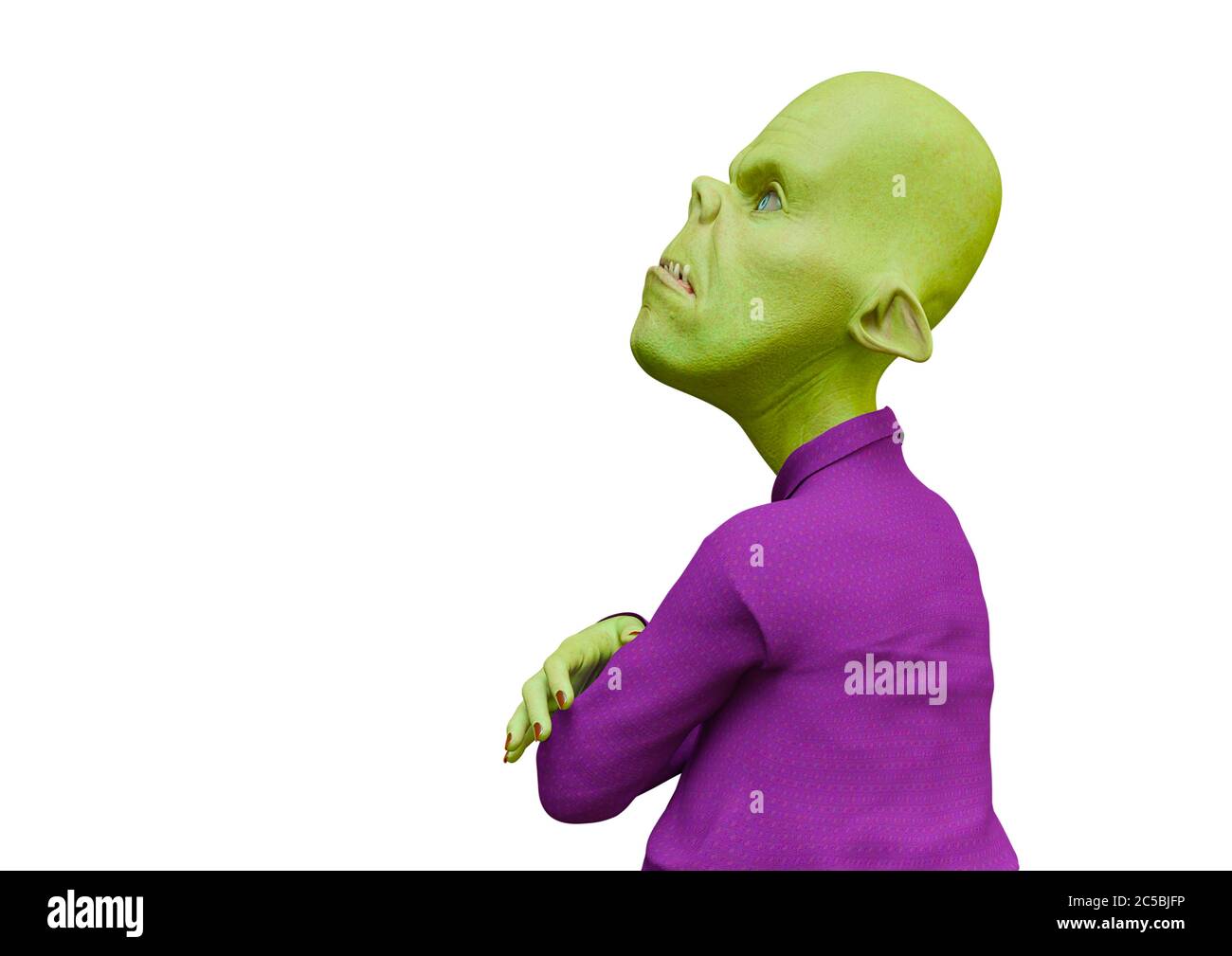 my boss is a funny monster character is looking up with copy space, 3d ...