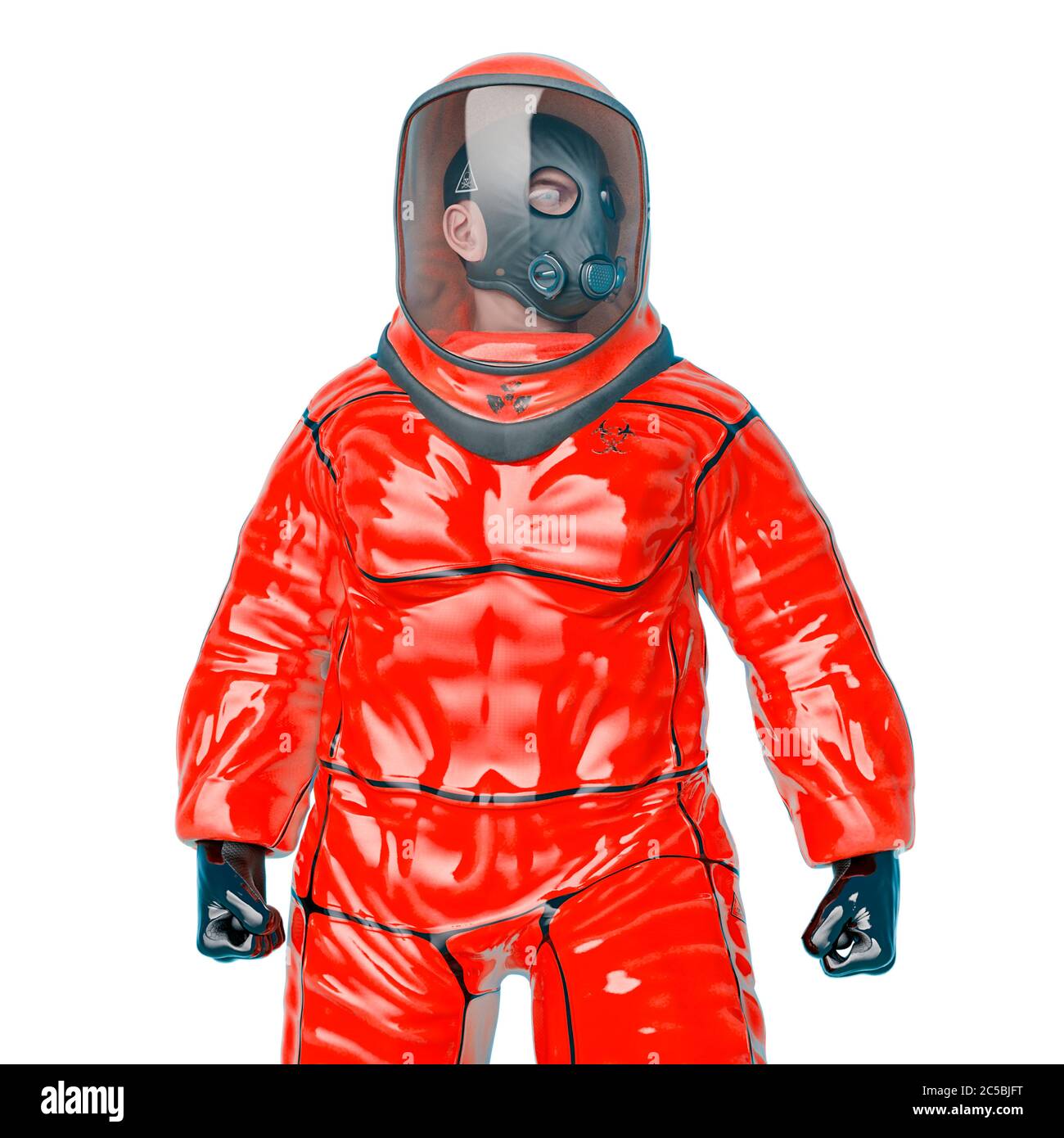 man in a biohazard suit standing up, 3d illustration Stock Photo - Alamy