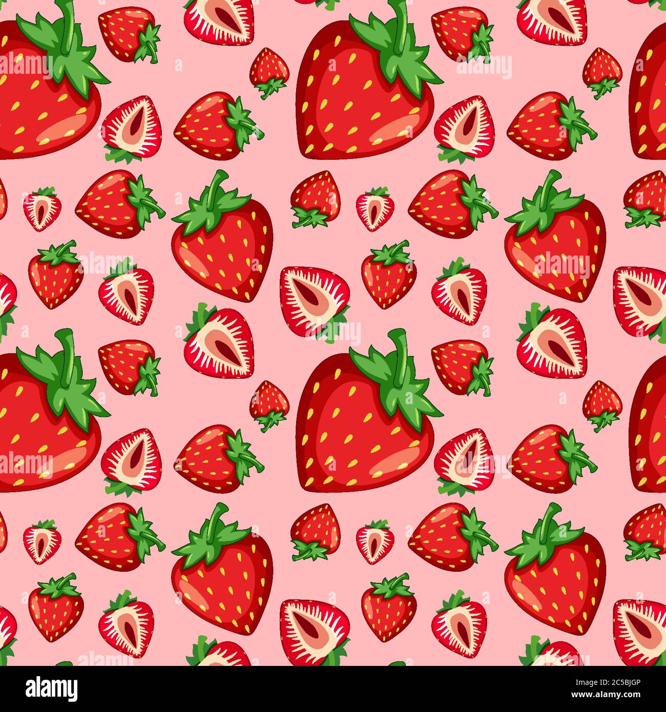 Strawberry seamless pattern on pink background illustration Stock ...