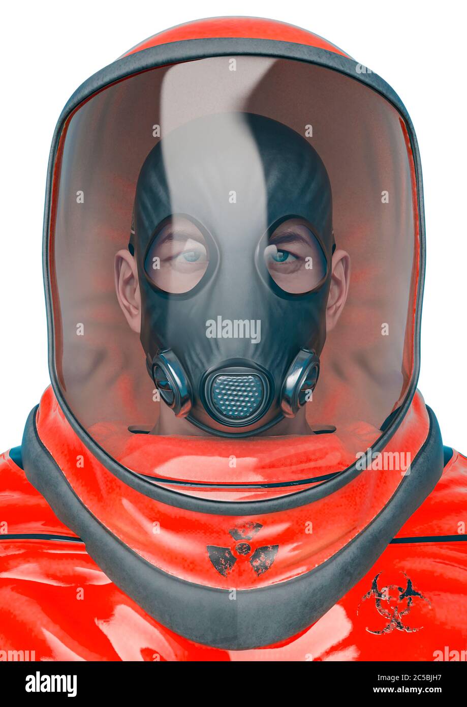 man in a biohazard suit portrait, 3d illustration Stock Photo - Alamy