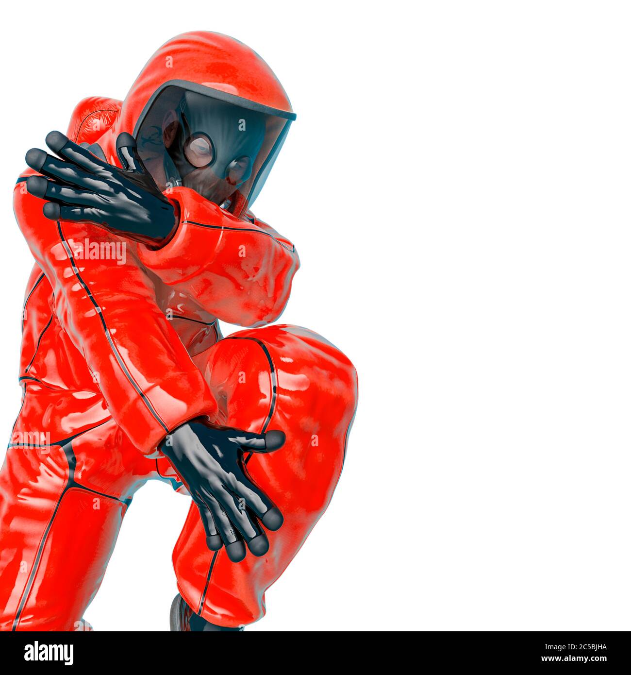 man in a biohazard suit is dancing, 3d illustration Stock Photo - Alamy