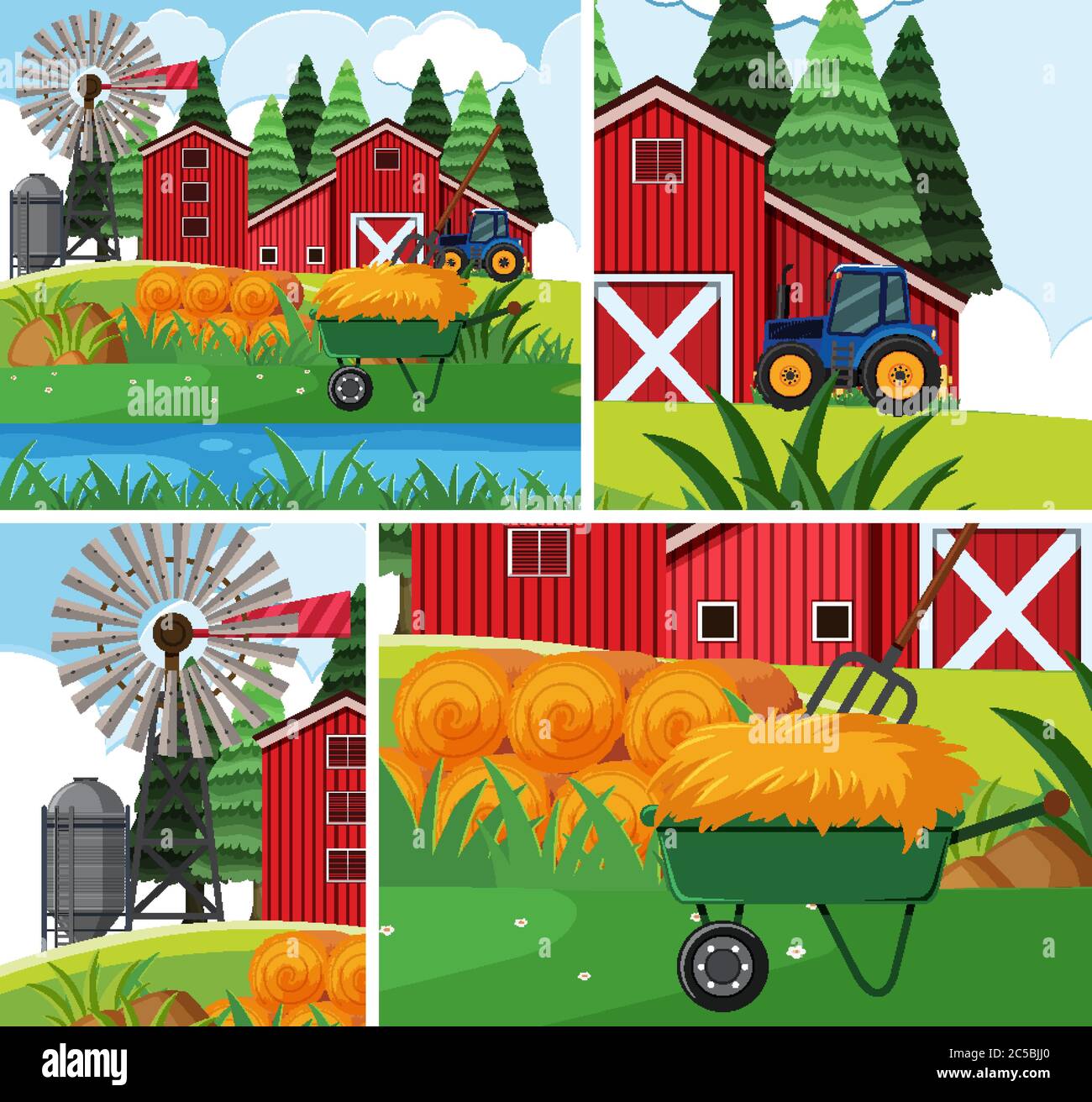 Simple farm background set illustration Stock Vector Image & Art - Alamy