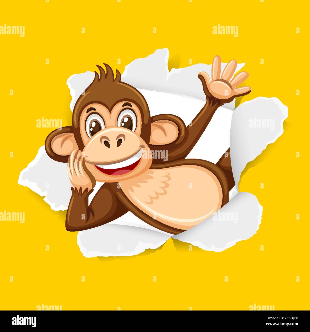 Background template design with wild monkey on yellow paper ...