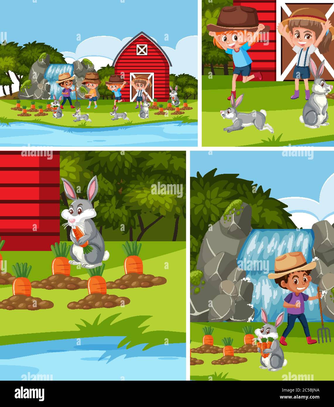 Simple farm background set illustration Stock Vector Image & Art - Alamy