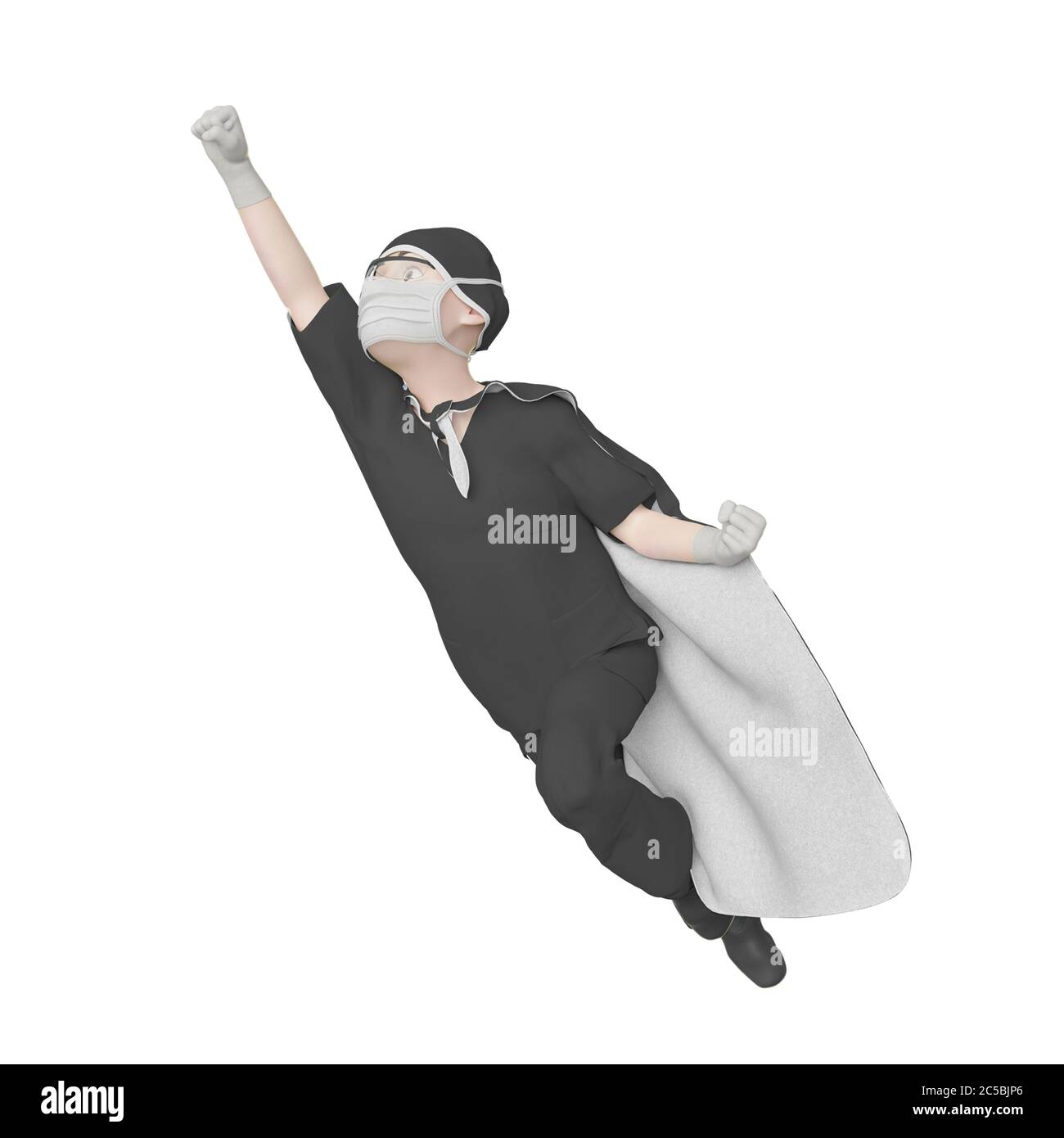 super doctor cartoon is flying up in white background, 3d illustration ...