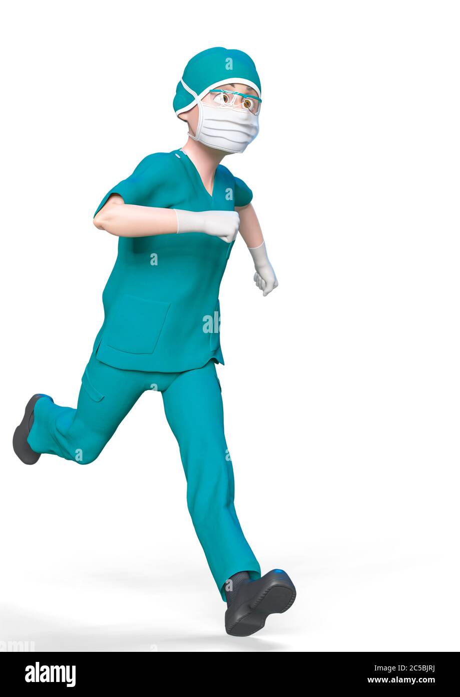 doctor cartoon is running in white background, 3d illustration Stock ...