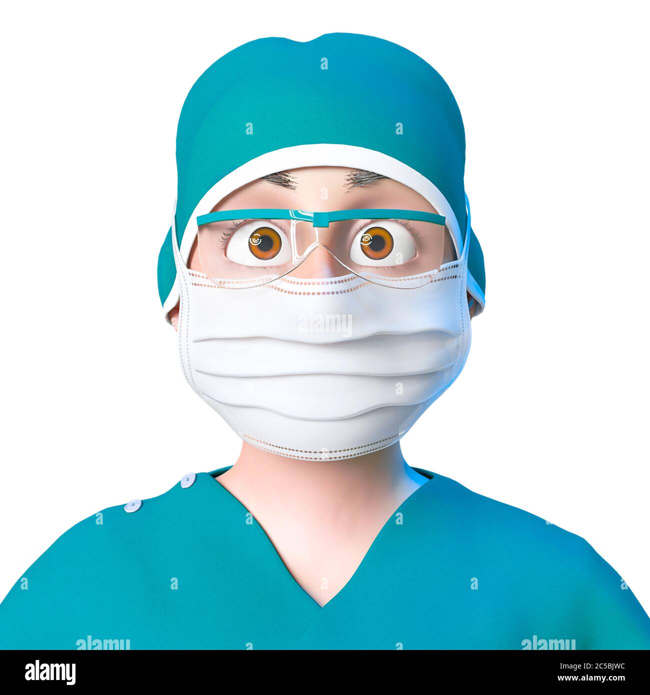 doctor cartoon id portrait in white background, 3d illustration Stock ...