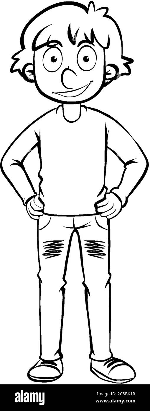 Doodle drawing of happy manon white background illustration Stock ...