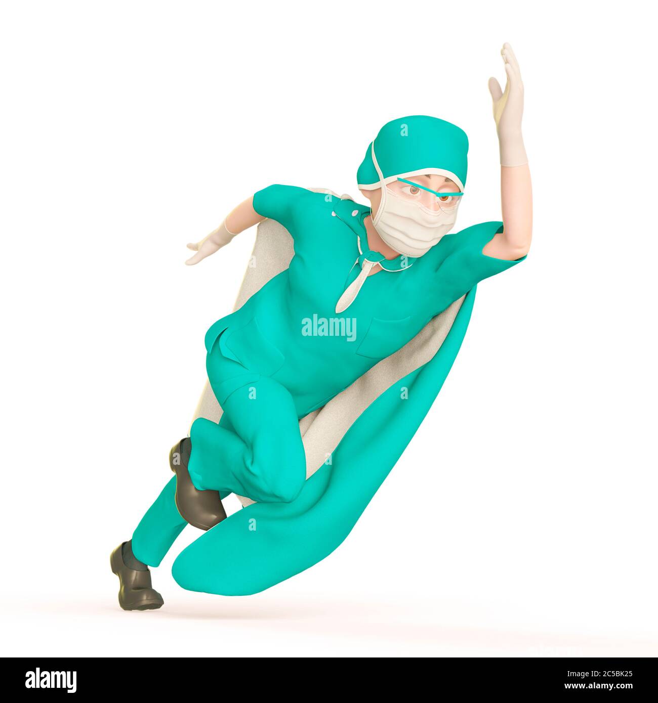 super doctor cartoon is running fast in white background, 3d ...