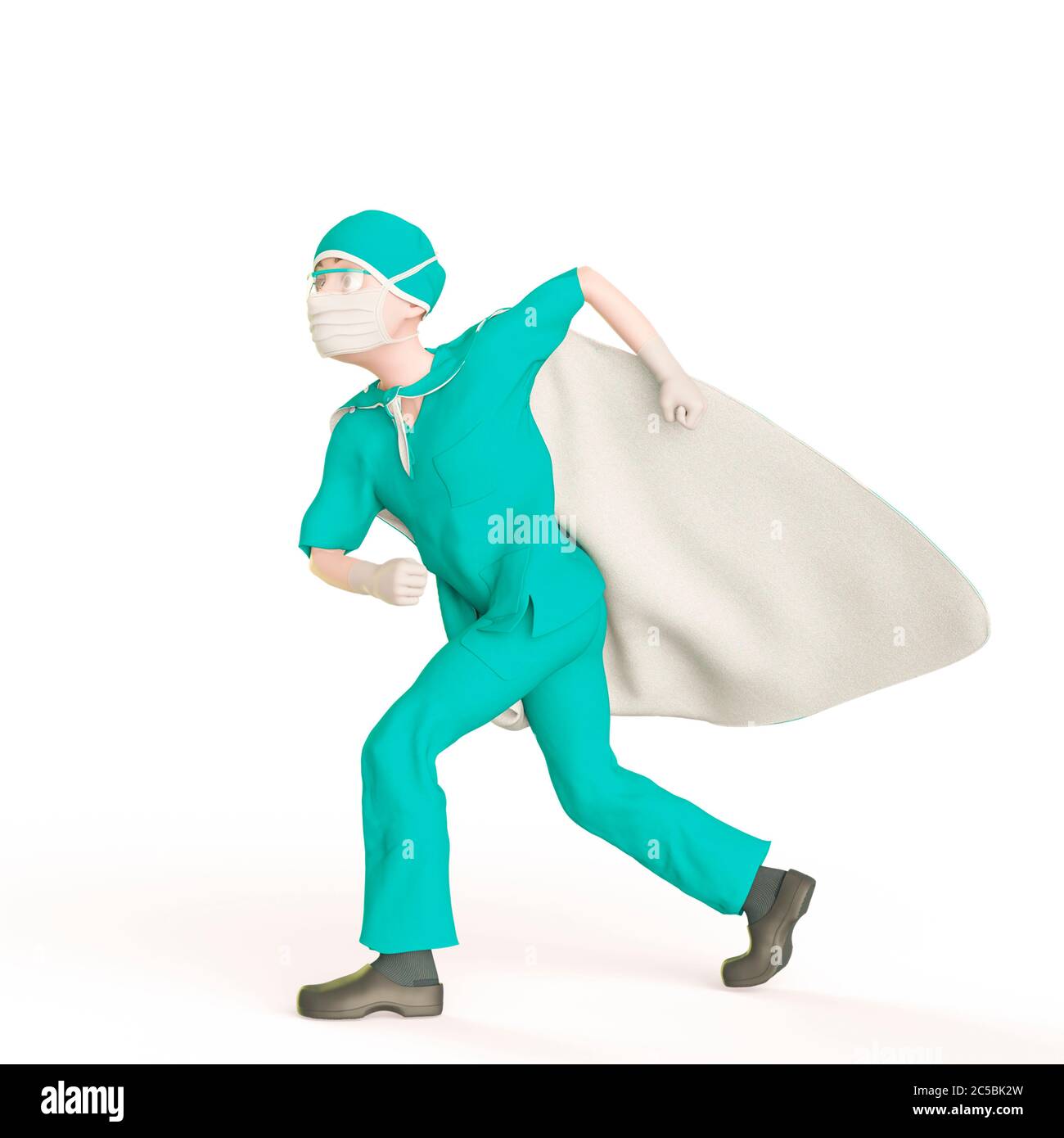 super doctor cartoon is walking in white background, 3d illustration ...