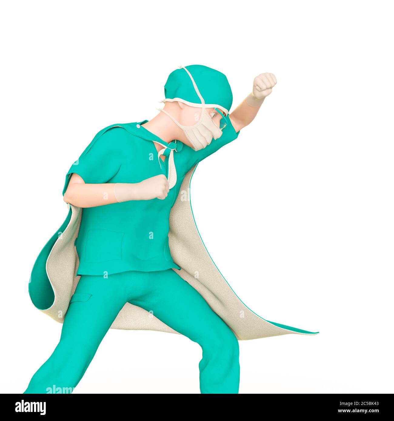 super doctor cartoon in a defence pose in white background, 3d ...