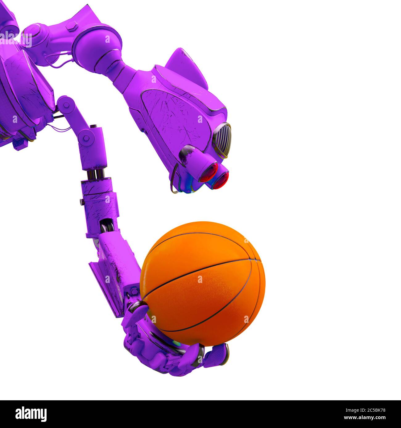friendly robot is holding a basketball ball in white background side ... friendly robot is holding a basketball ball in white background side ...