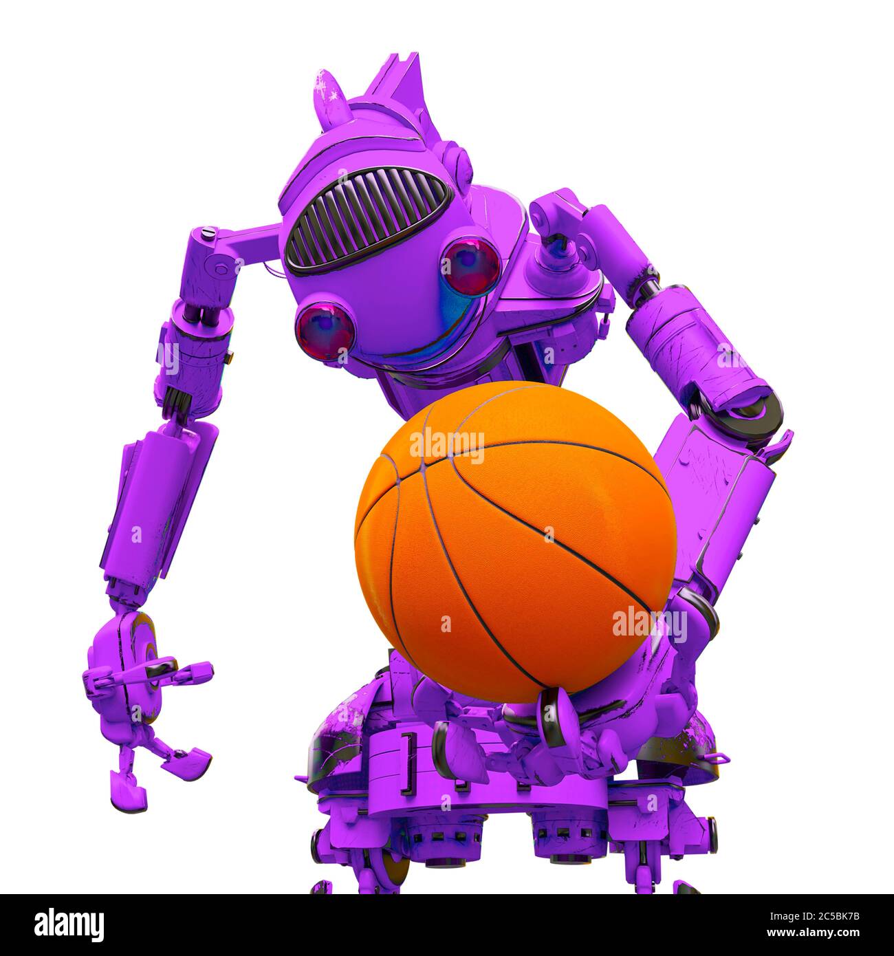 friendly robot is holding a basketball ball in white background, 3d ... friendly robot is holding a basketball ball in white background, 3d ...