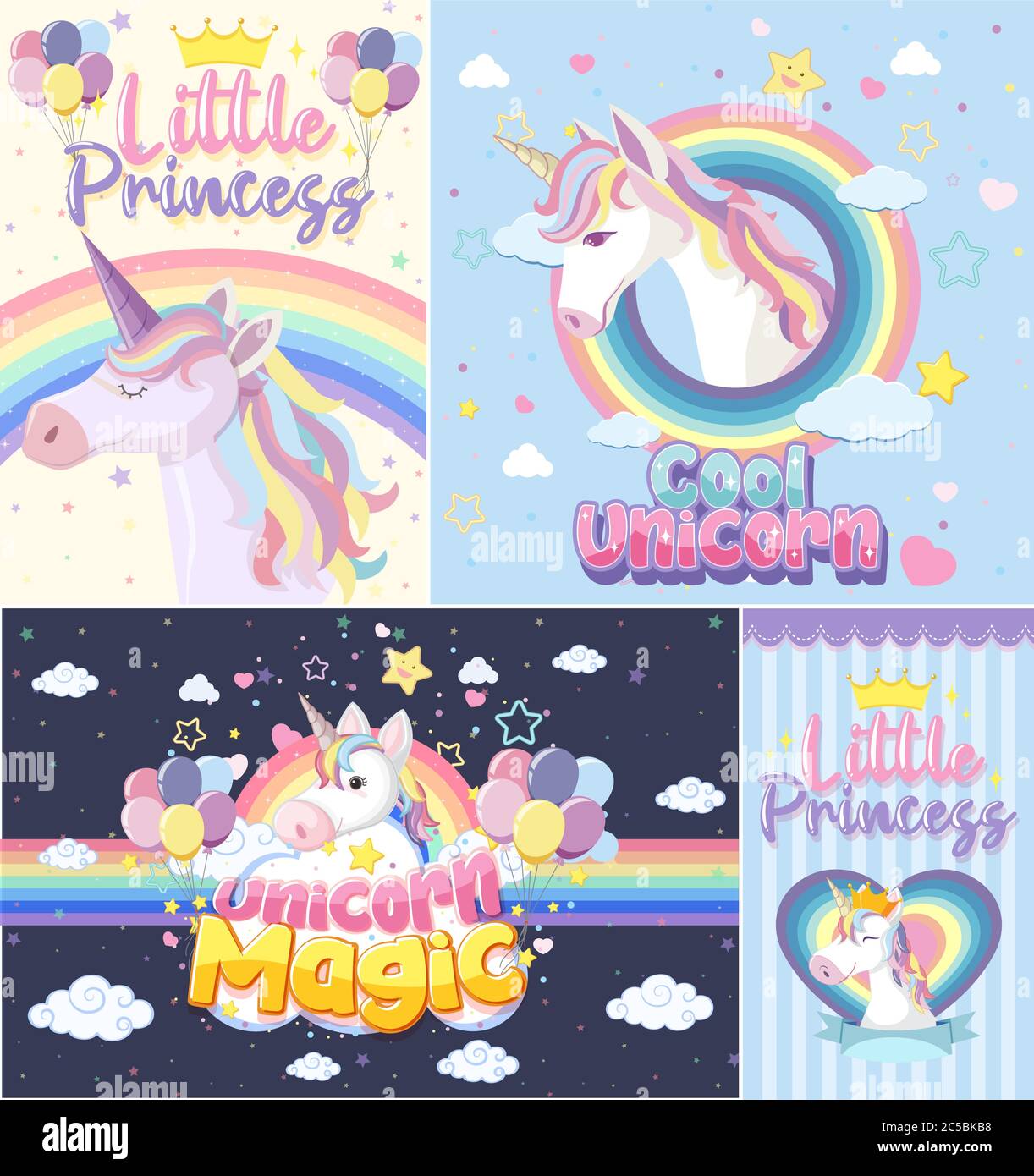 Cute unicorn banner on pastel background color illustration Stock ...