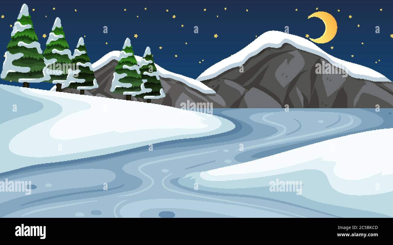 Background scene with snow in the field illustration Stock Vector Image ...