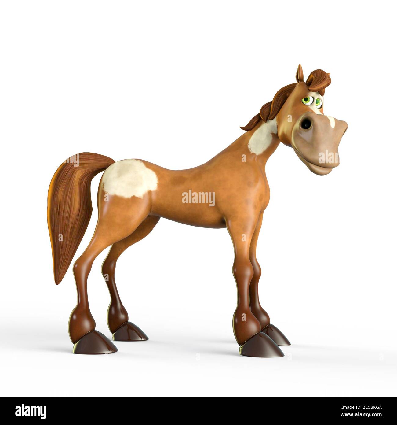 horse cartoon is so sad on white background, 3d illustration Stock ...