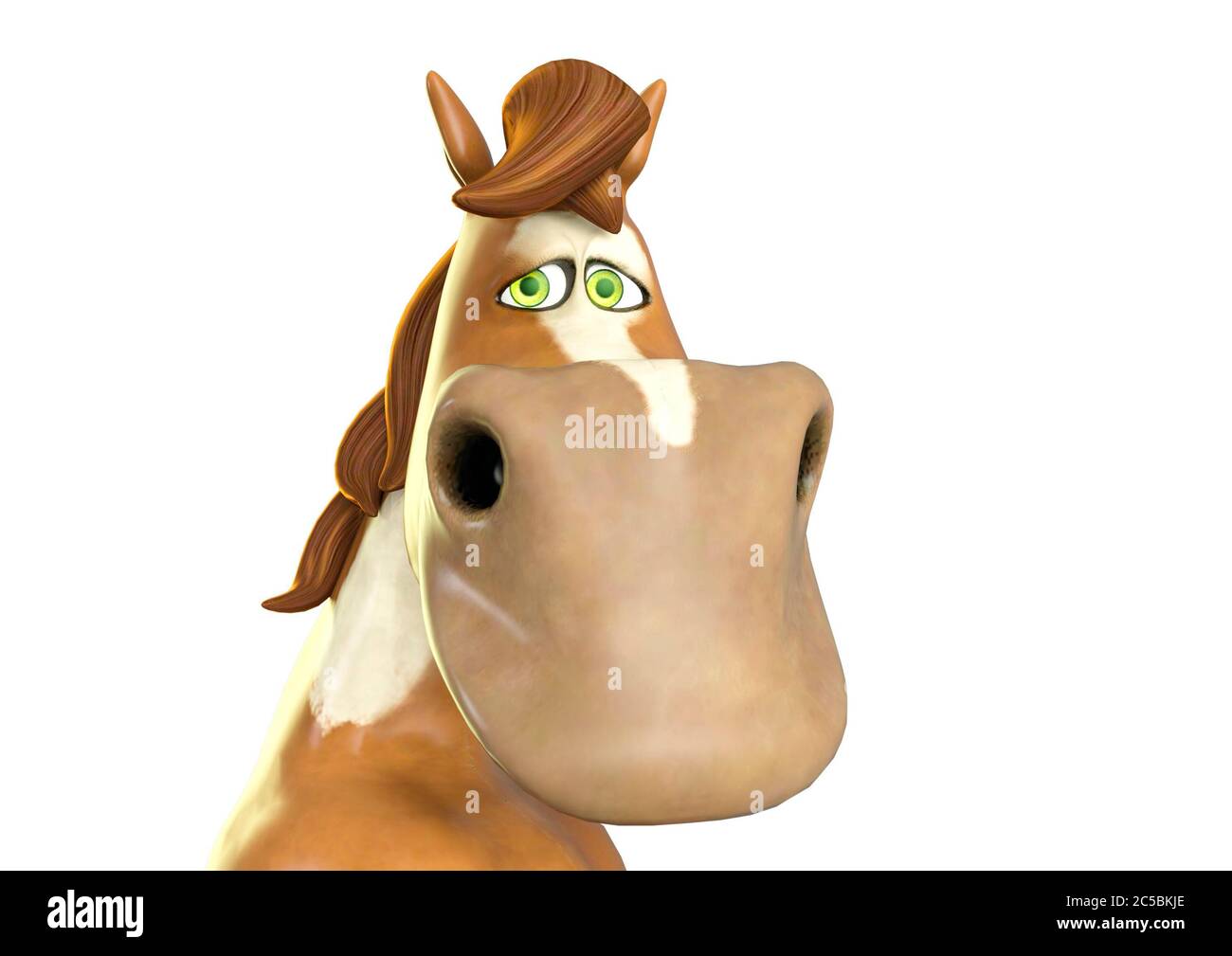 horse cartoon is sad on white background, 3d illustration Stock Photo ...