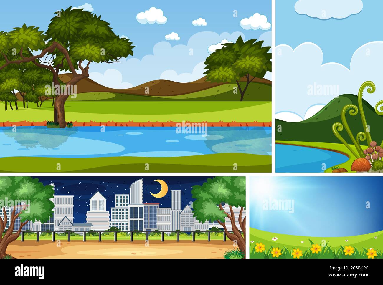 Four different scene of nature place in vertical and horizon scenes at ...