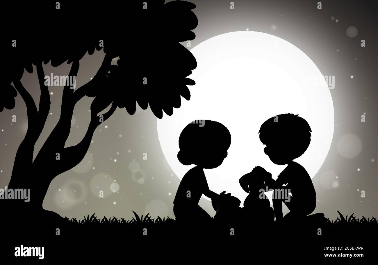 Silhouette 2 dogs Stock Vector Images - Alamy