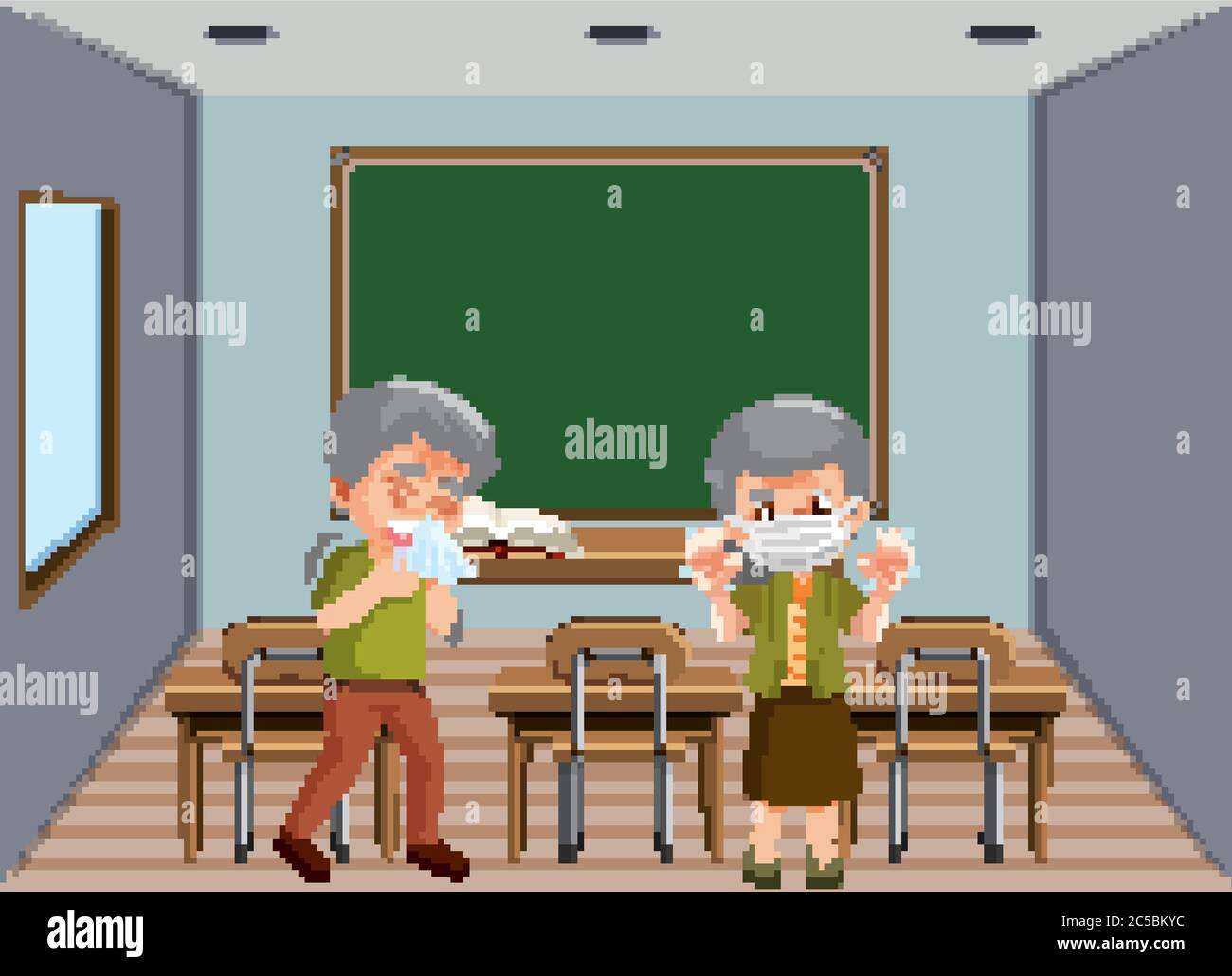 Background scene two sick people in classroom illustration Stock Vector ...