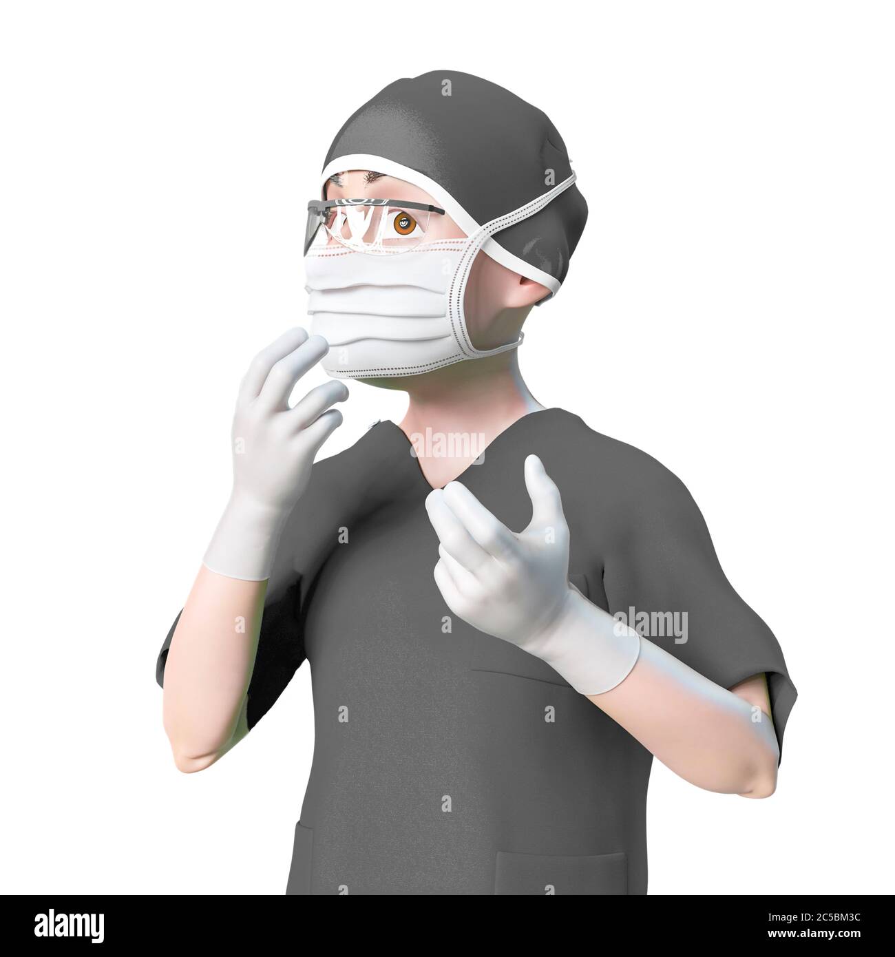 doctor cartoon is thinking about in white background, 3d illustration ...
