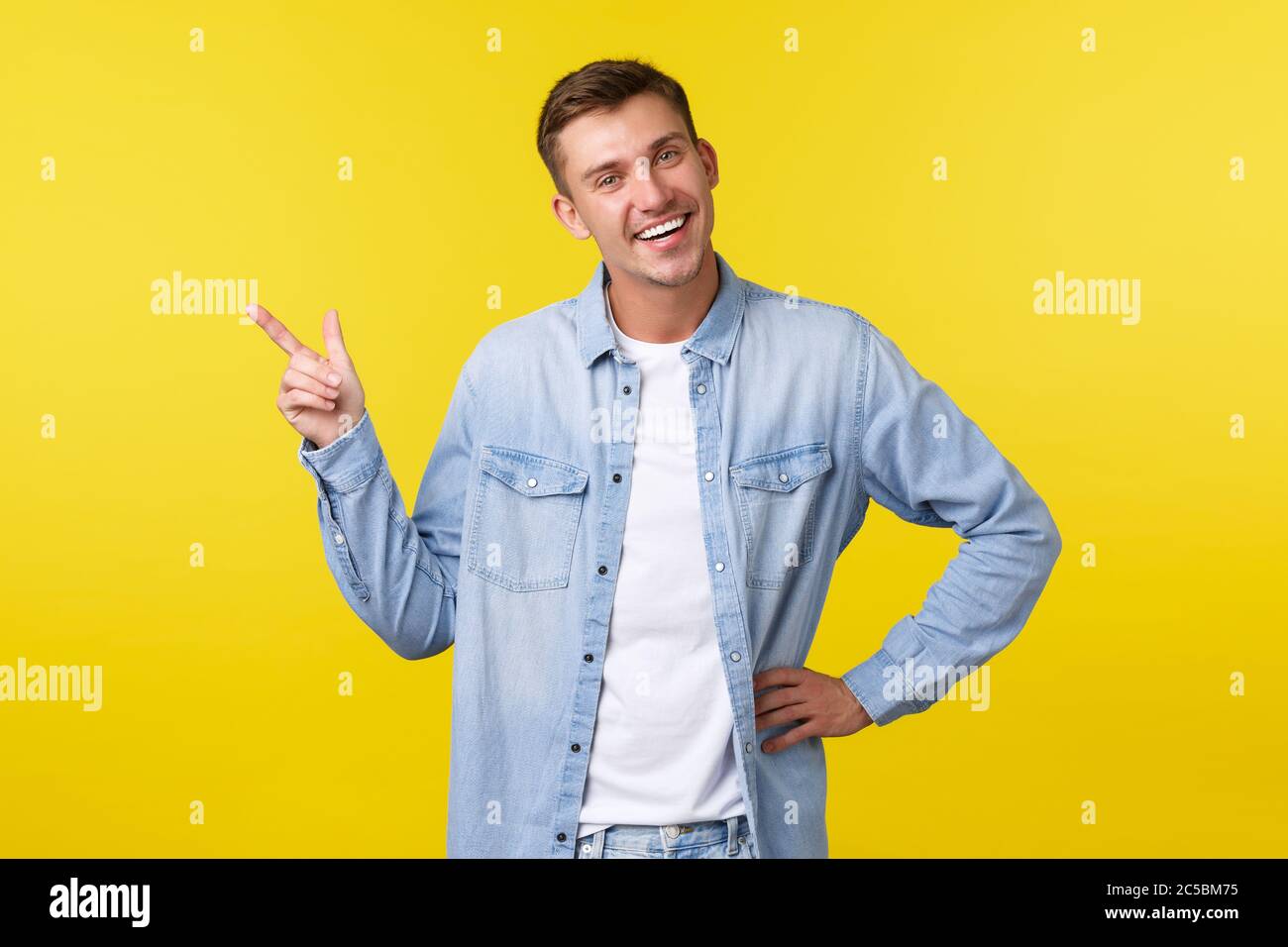 Handsome charismatic adult blond man with perfect white smile ...