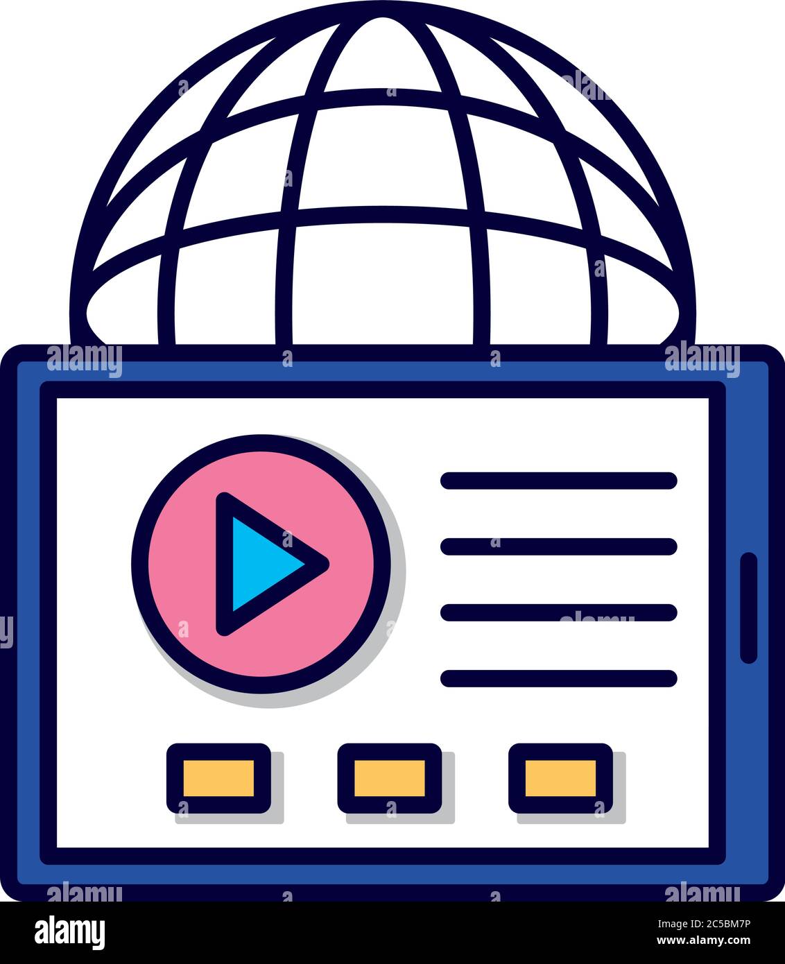 sphere browser with tablet line and fill style icon vector illustration ...