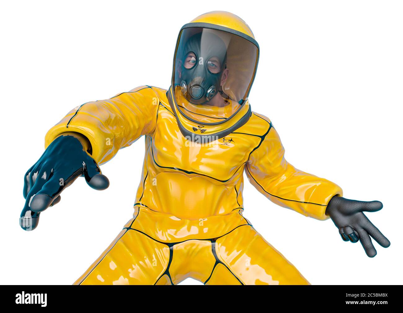 man in a biohazard suit is dancing hip hop, 3d illustration Stock Photo ...