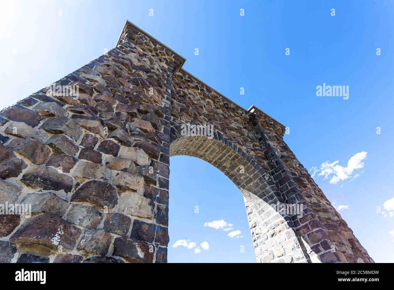 Low angle view of the Roosevelt Arch at the north entrance of ...