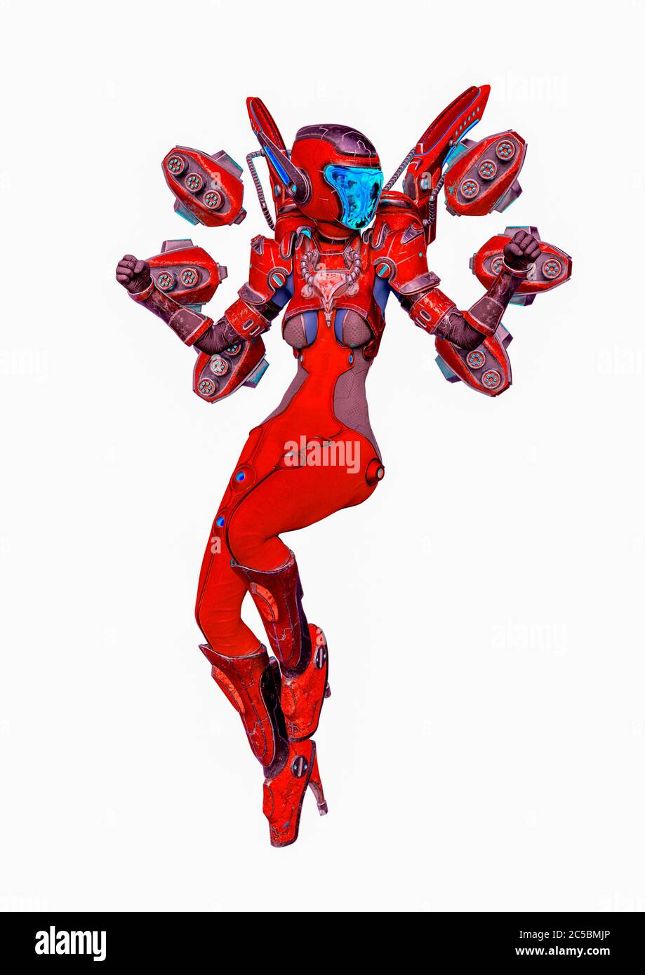 mech girl floating, 3d illustration Stock Photo - Alamy