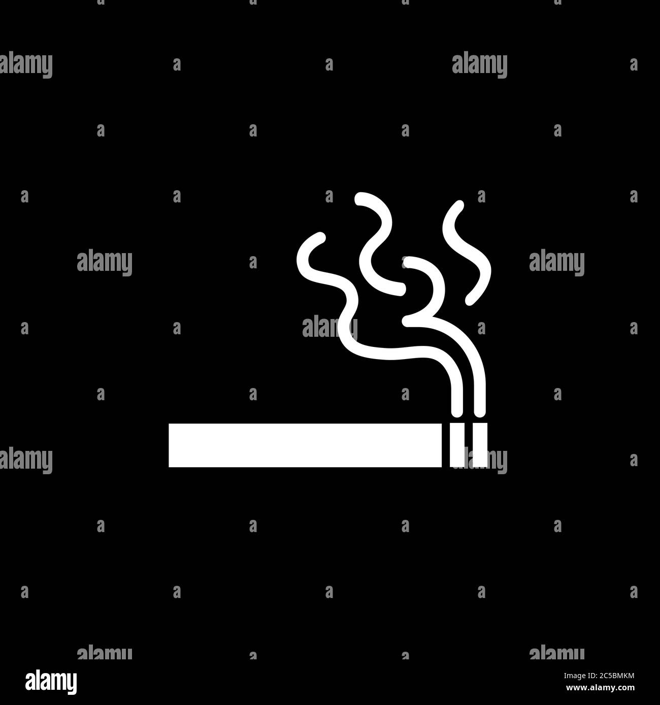 Simple Cigarette Icon On Black Background. Black Flat Style Vector ...