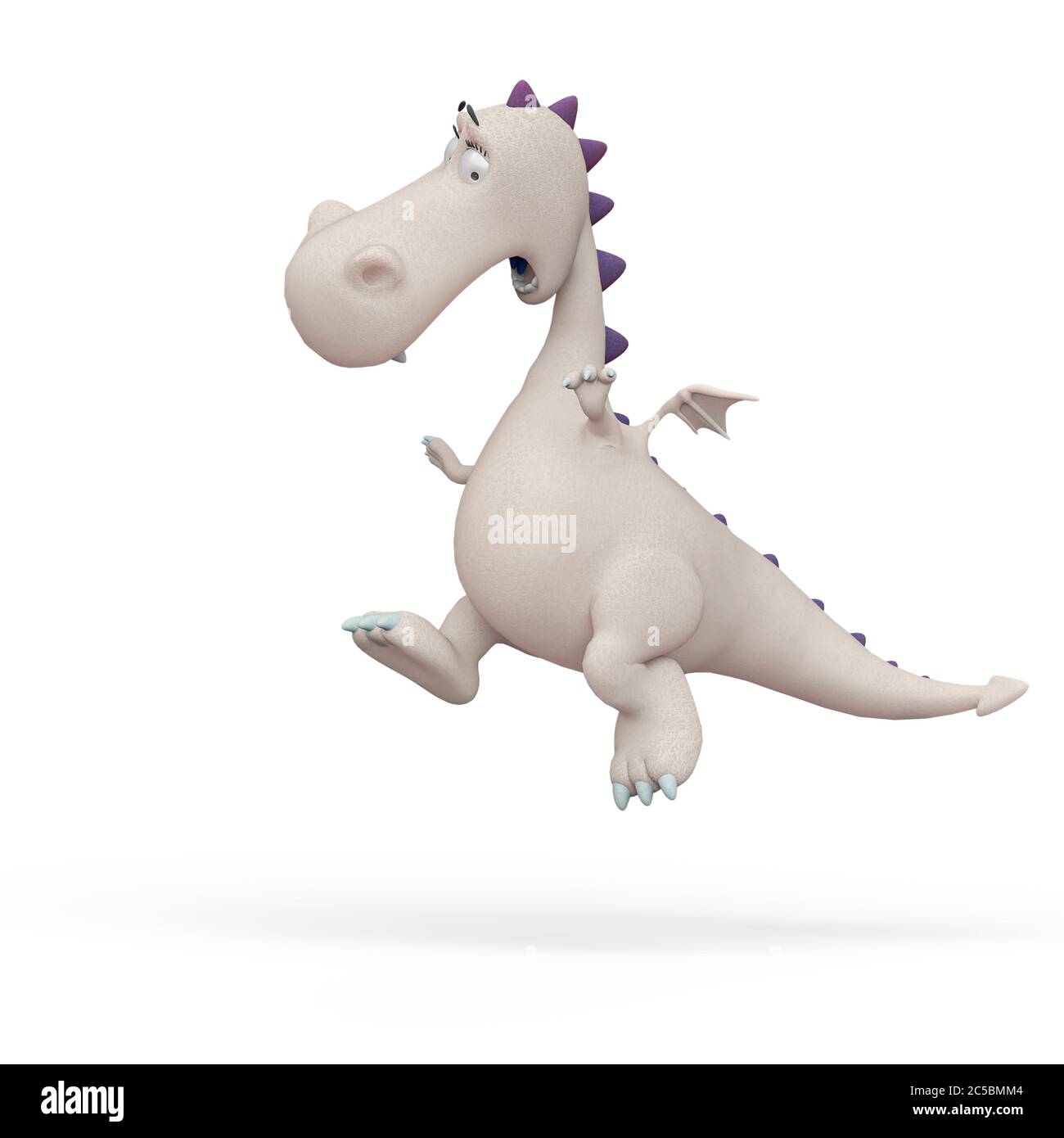 baby dragon cartoon scared in a white background, 3d illustration Stock ...