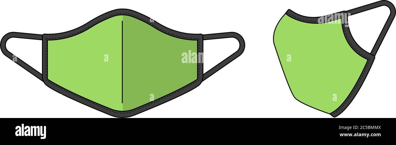Medical face mask vector template illustration (piping / 2 tone type ...