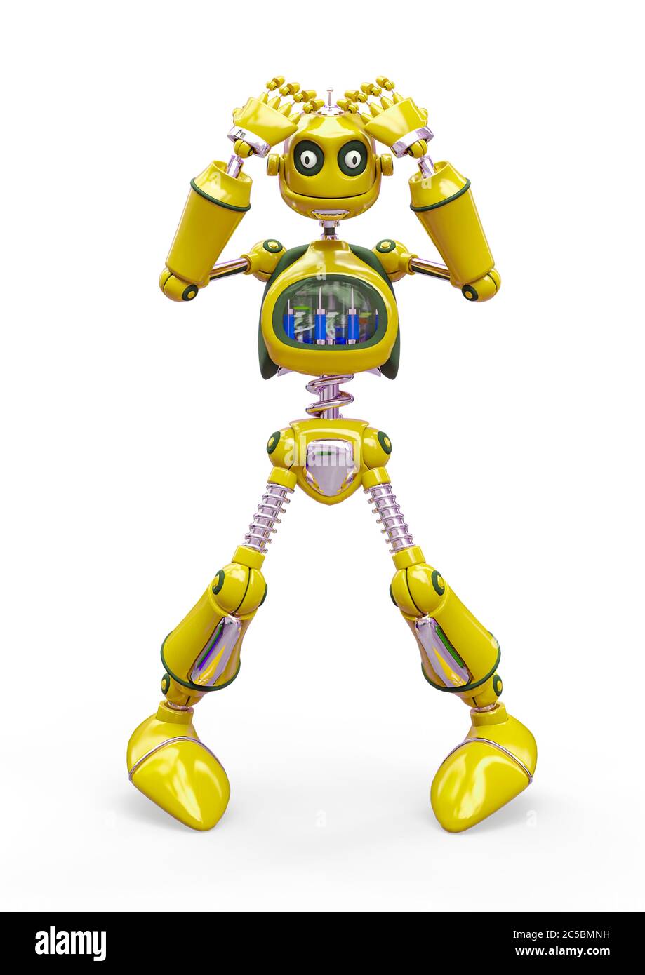 vintage robot cartoon saying oh no in white background, 3d illustration ...