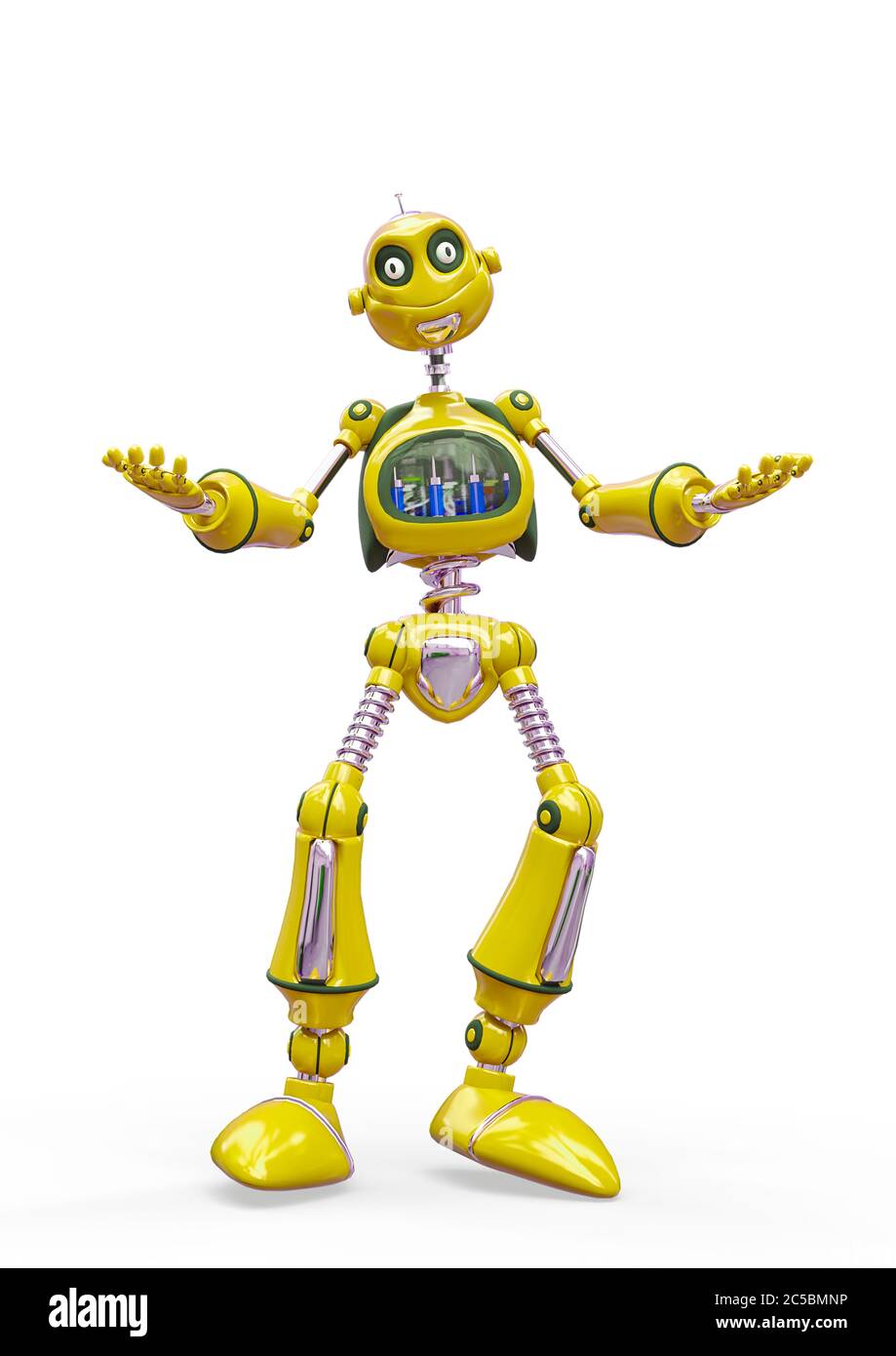 vintage robot cartoon saying give me a hug in white background, 3d ...