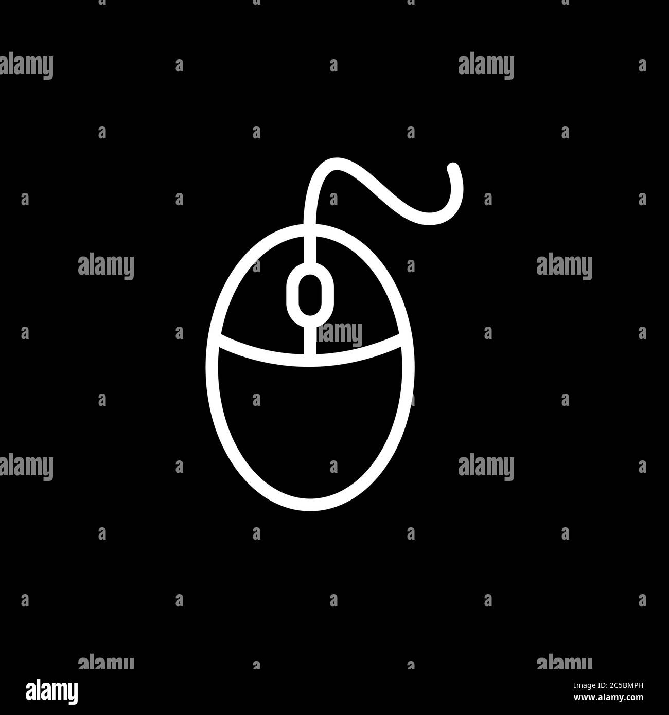 Mouse Line Icon On Black Background. Black Flat Style Vector ...