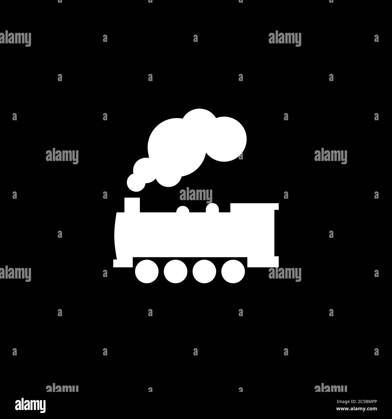 Steam Locomotive Train Icon On Black Background. Black Flat Style ...